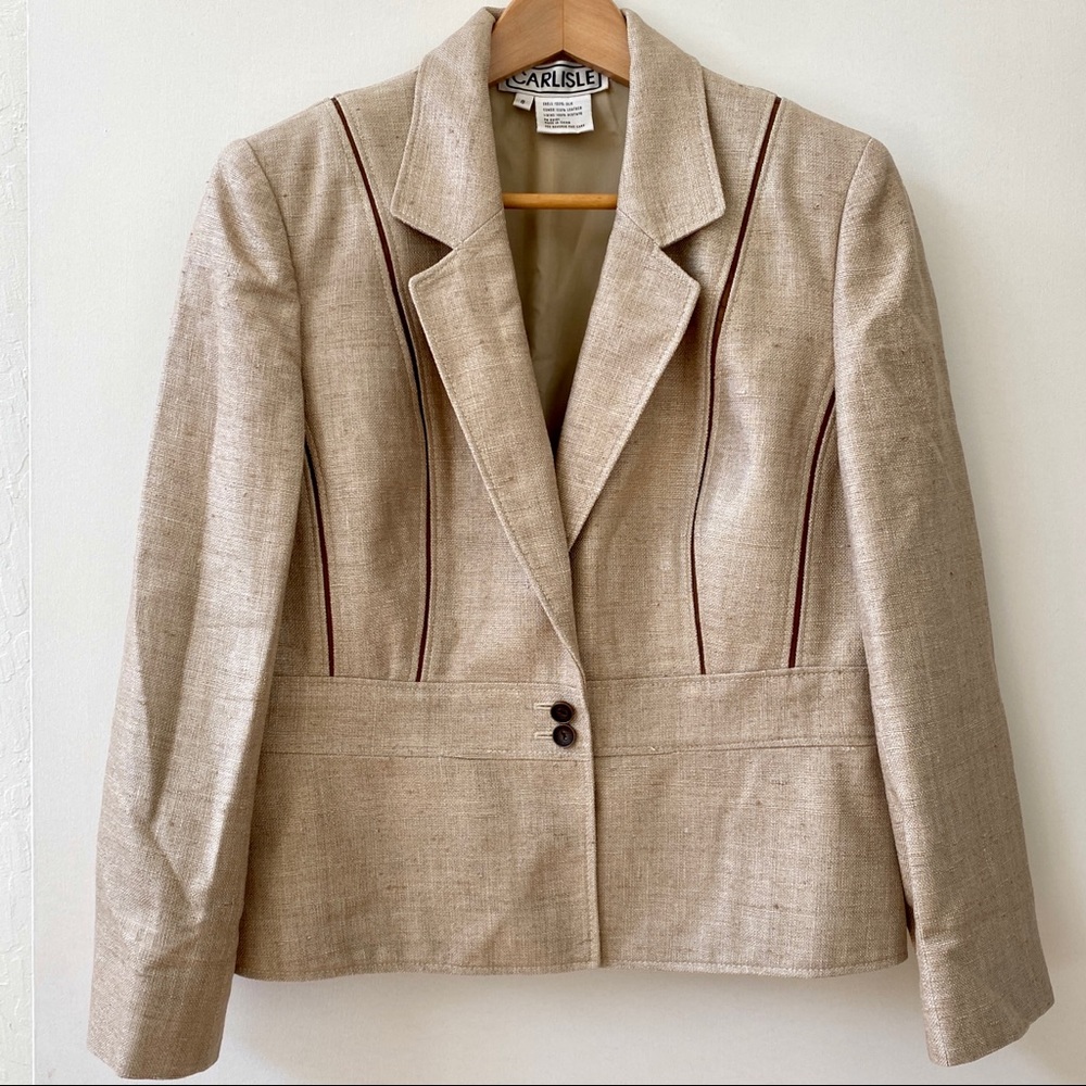 Vintage Carlisle Silk & Leather Jacket - Gem